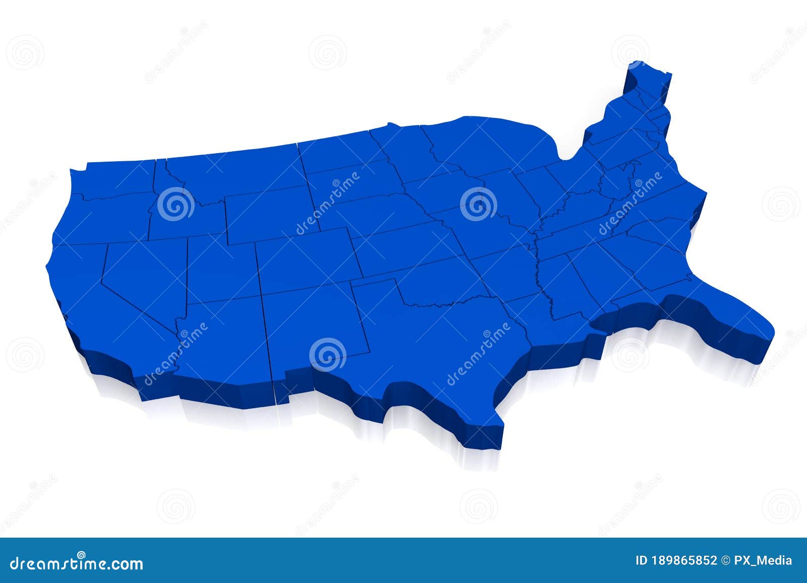 United States of America, USA Blue Map, White Background Stock ...