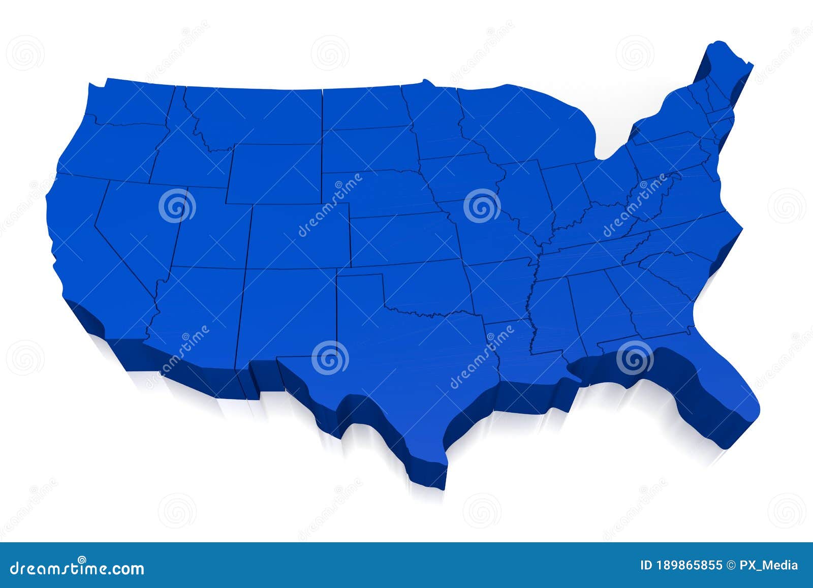 United States of America, USA Blue Map, White Background Stock ...