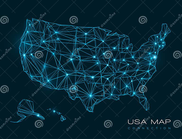 USA Map Abstract Technology Background - Vector Stock Vector ...