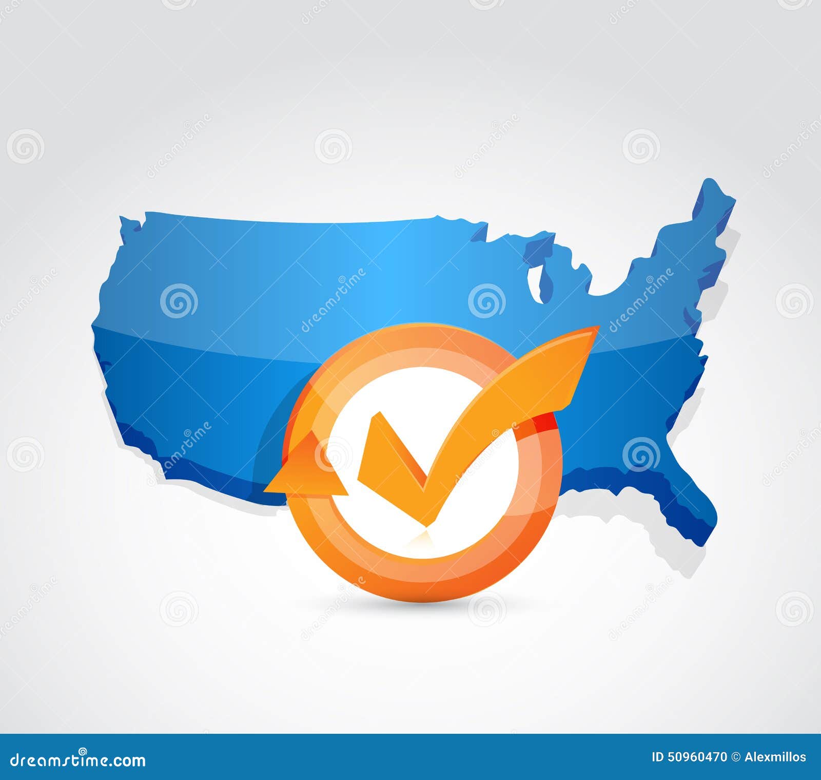USA Map Check Mark Cycle Illustration Design Stock Illustration ...