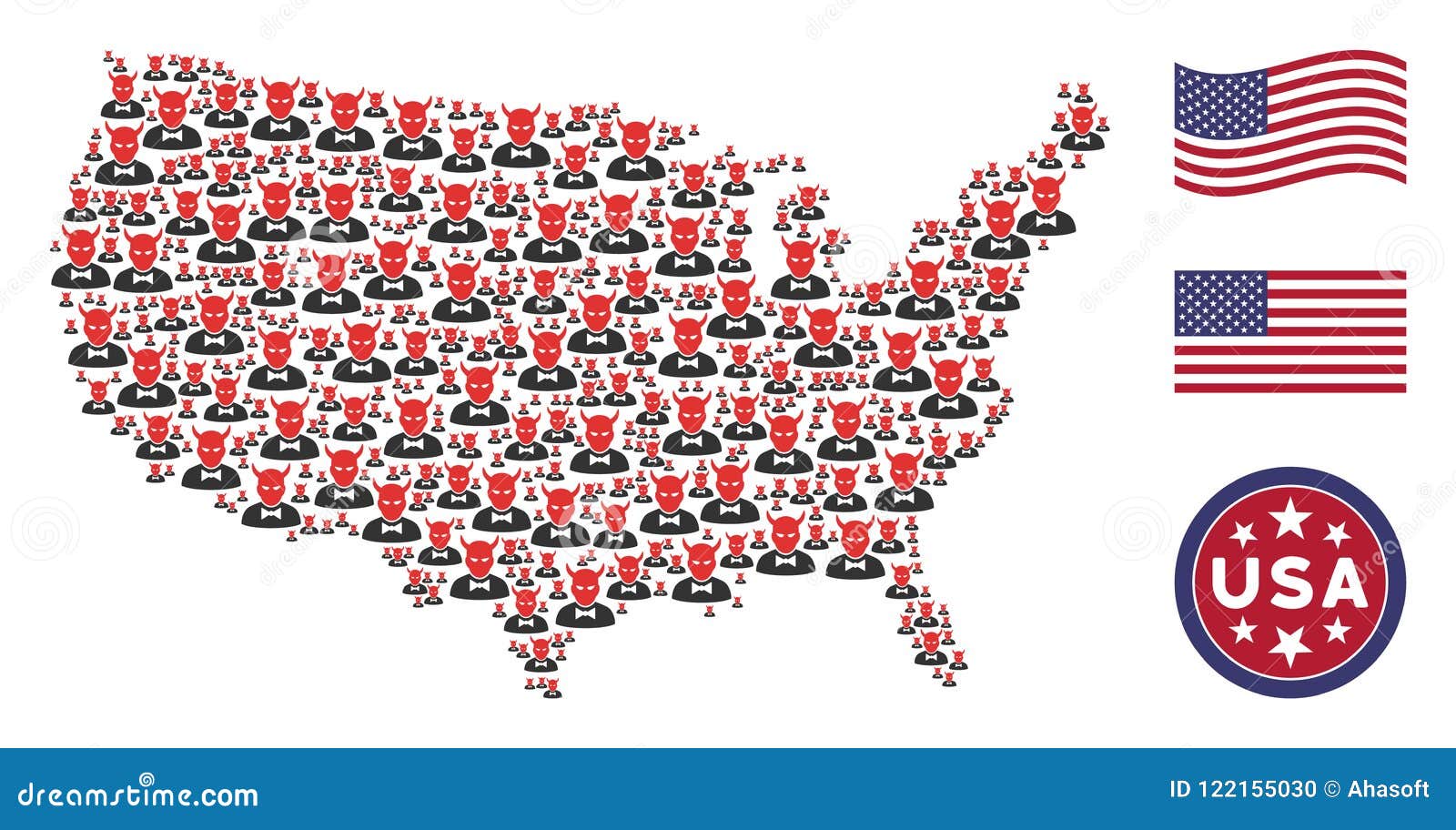 USA Map Collage of Devil stock vector. Illustration of icons - 122155030