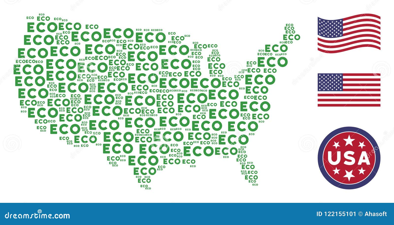 USA Map Collage of Eco Text Stock Vector - Illustration of america ...