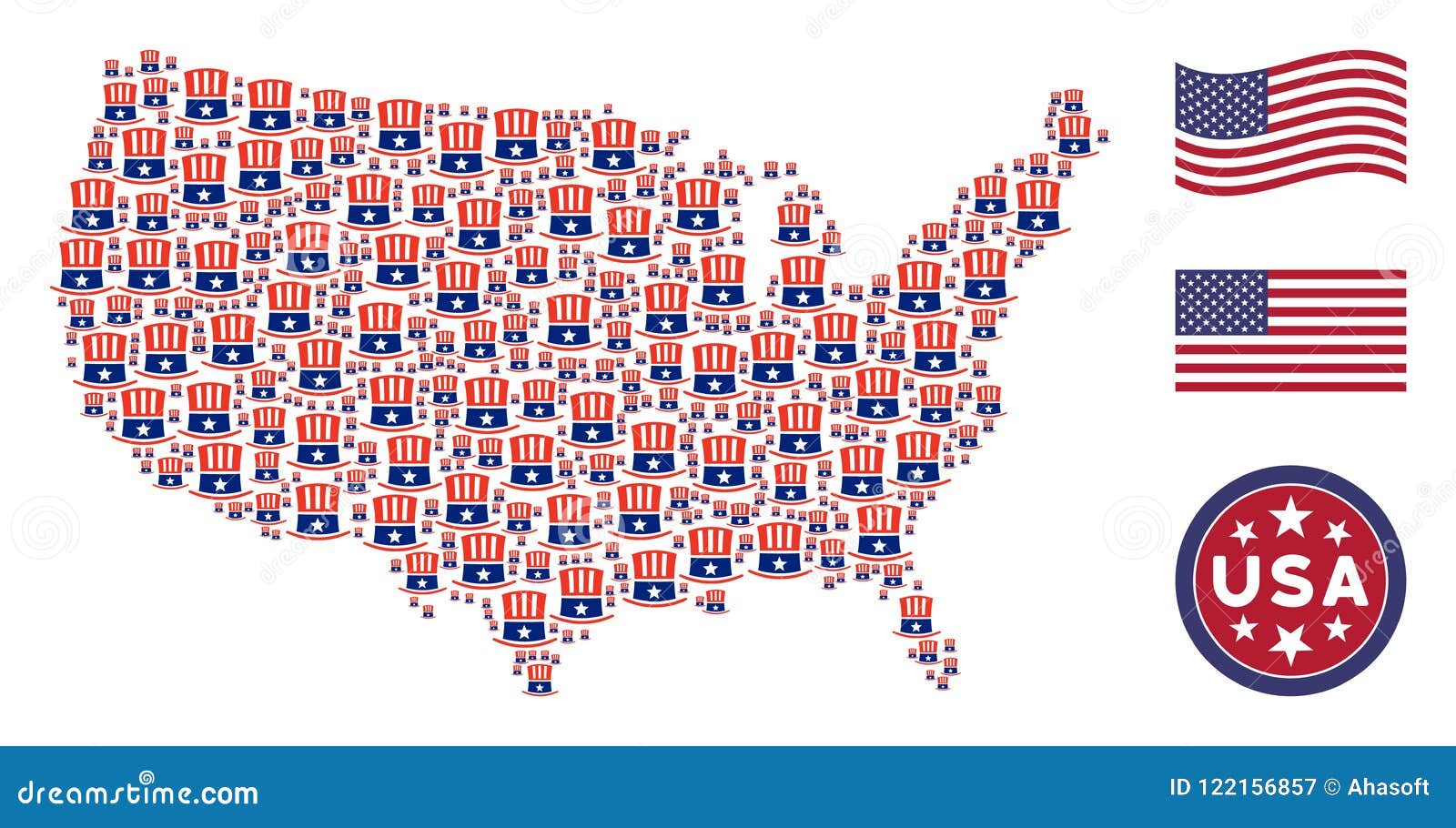 USA Map Collage of Uncle Sam Hat Stock Vector - Illustration of patriot ...