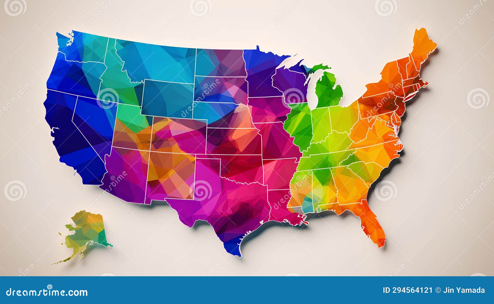 USA Map with Colorful Triangles. Vector Polygonal USA Map Stock ...