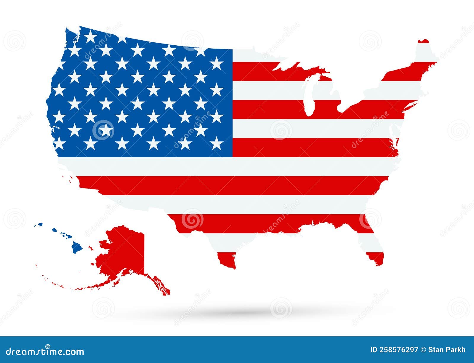 USA Map Coloured by National Flag Stock Vector - Illustration of ...