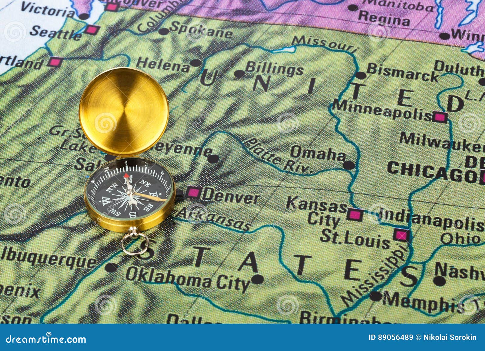 United States Map With Compass