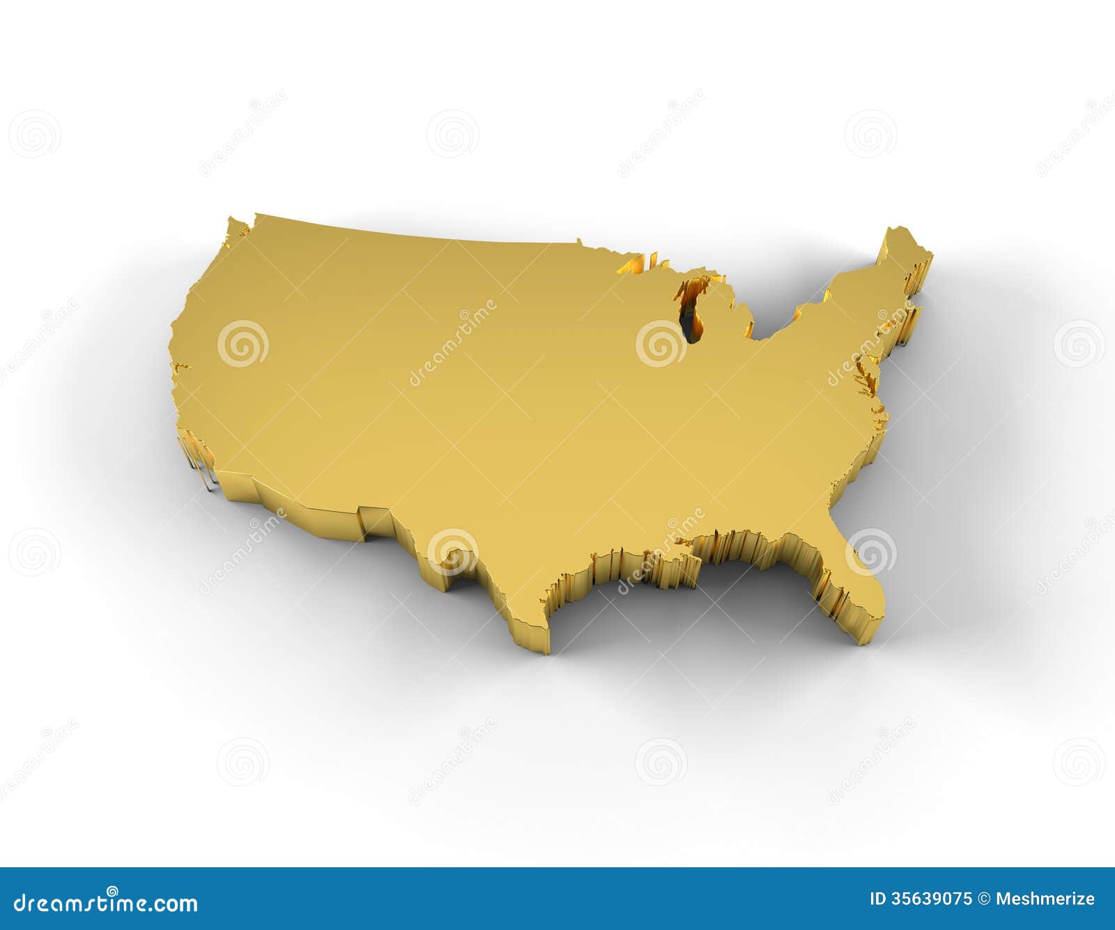 USA Map 3D Gold with Clipping Path Stock Illustration - Illustration of ...
