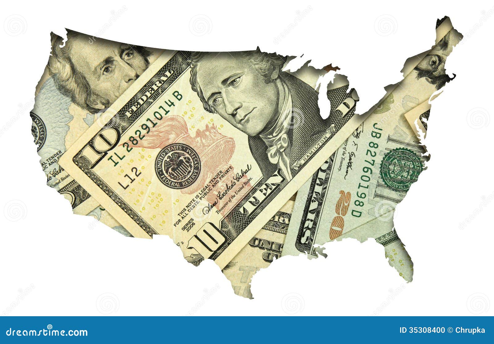 USA Map with Dollar Banknotes Background Stock Illustration ...