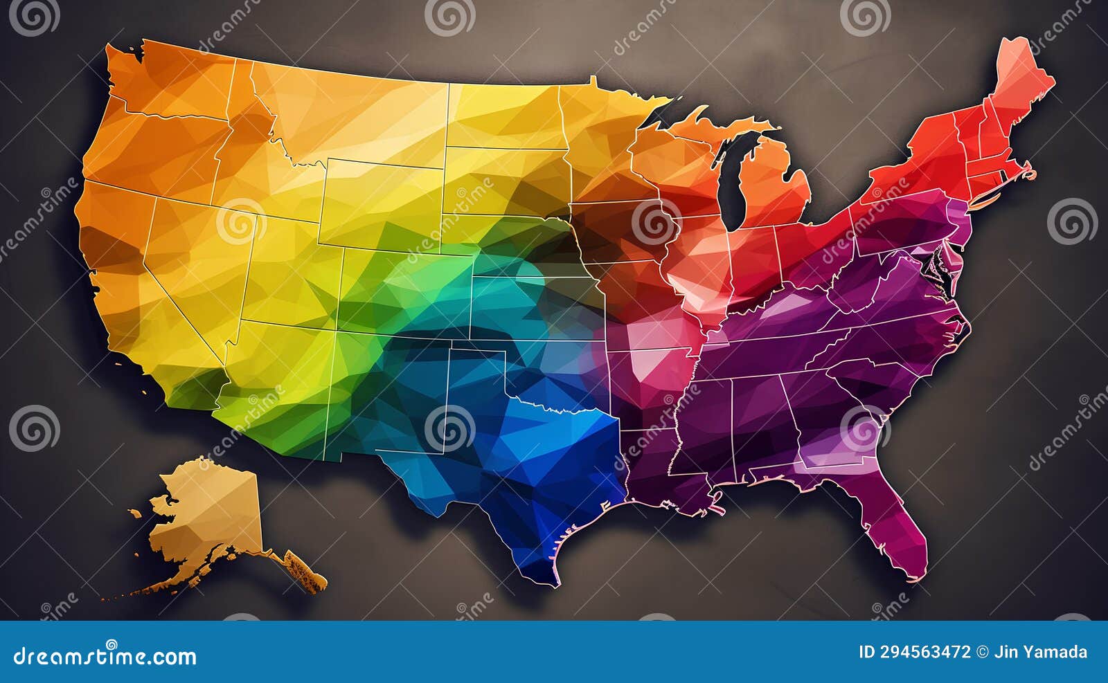 USA Map Filled with Colorful Polygonal Triangles. Vector Illustration ...