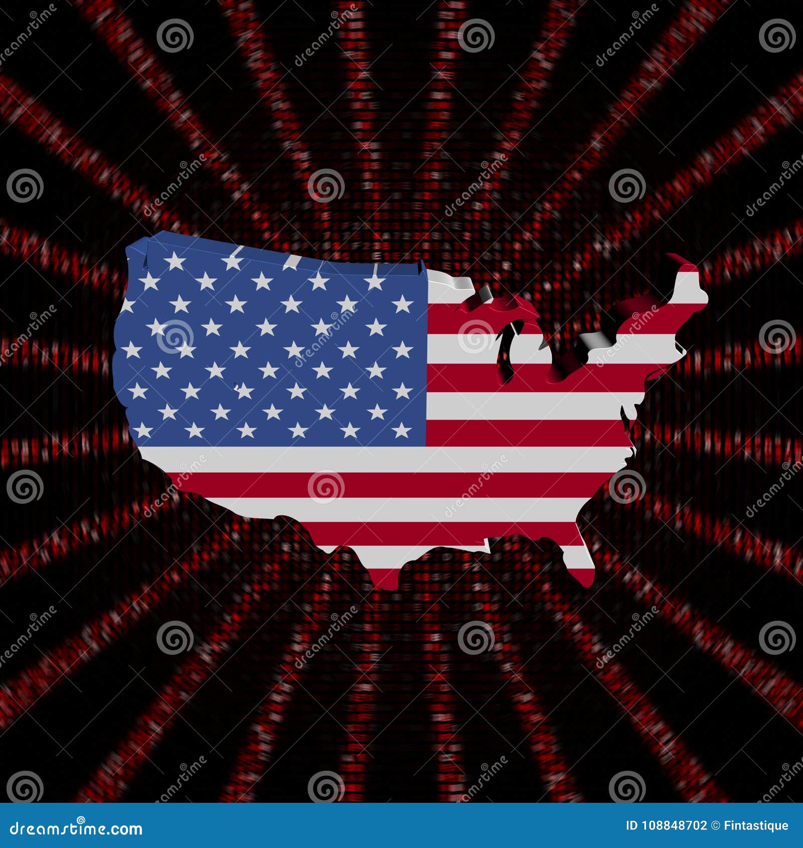 USA Map Flag on Red Hex Code Burst Illustration Stock Illustration ...