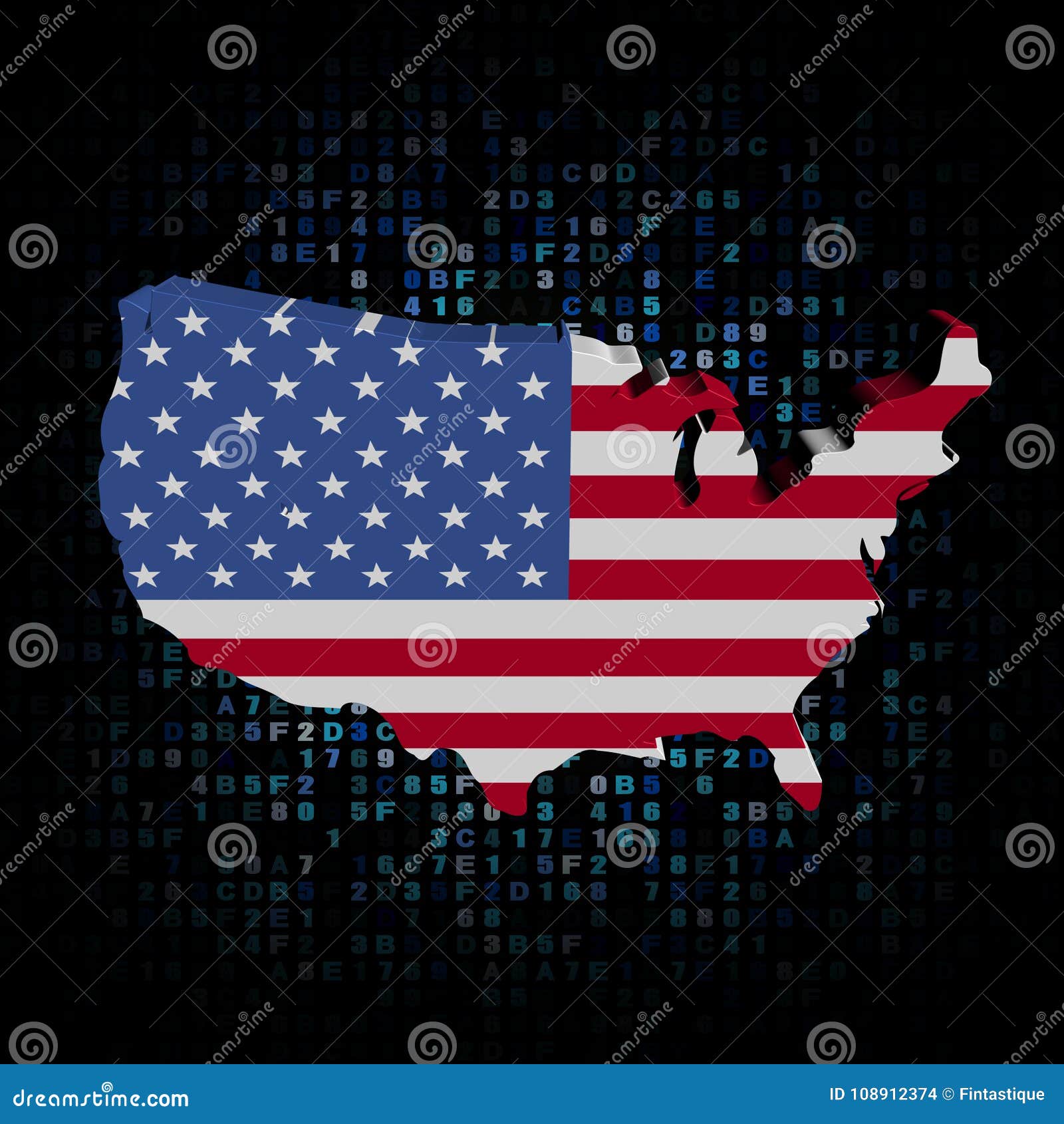 USA Map Flag on Hex Code Illustration Stock Illustration - Illustration ...