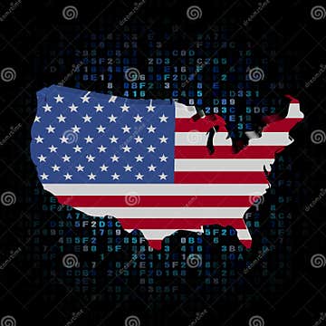 USA Map Flag on Hex Code Illustration Stock Illustration - Illustration ...