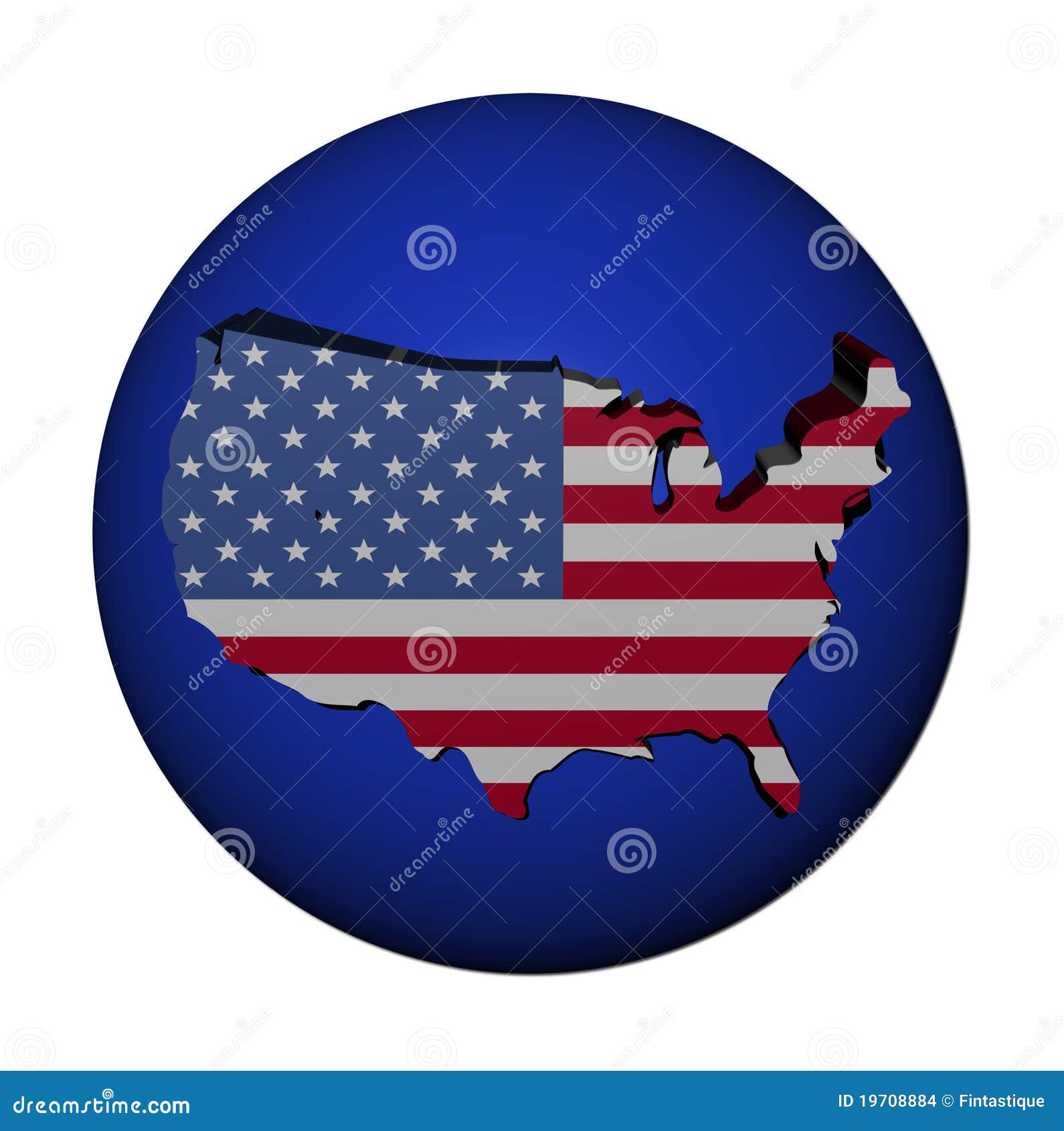 USA Map Flag on Blue Sphere Stock Illustration - Illustration of ...