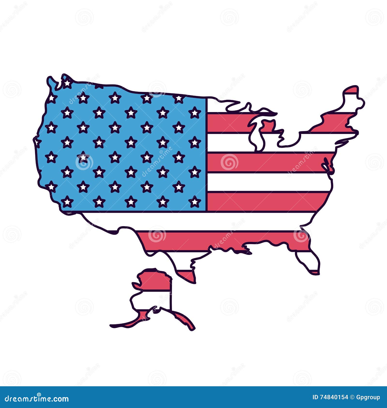Usa Map with Flag Isolated Icon Design Stock Vector - Illustration of ...
