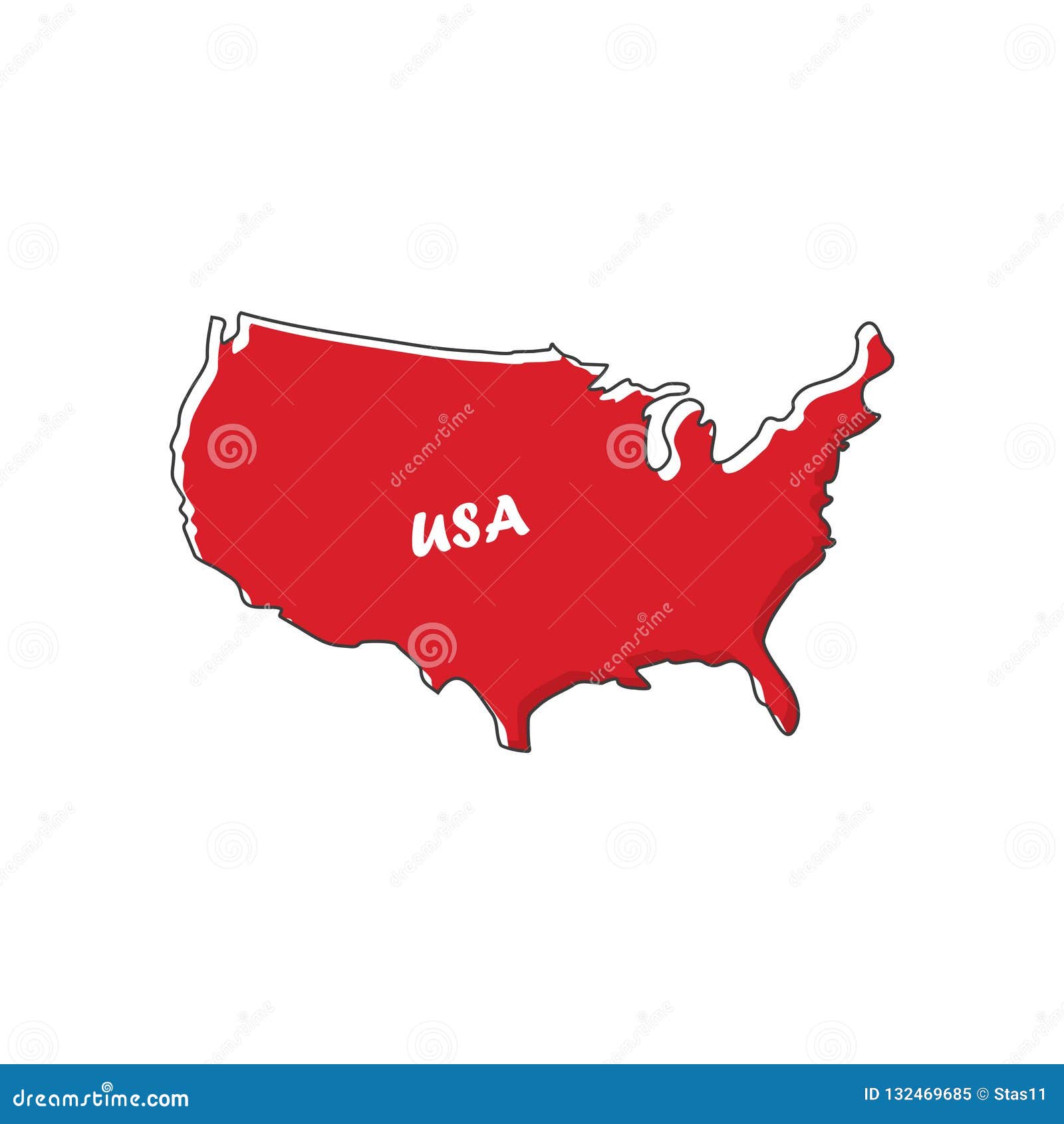 USA Map Icon in a Flat Design. Vector Illustration Stock Vector ...
