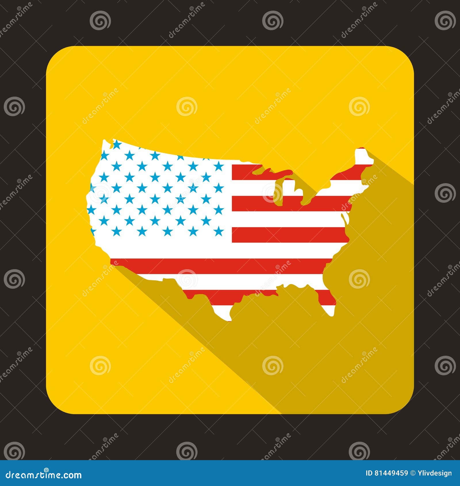 USA map icon, flat style stock vector. Illustration of region - 81449459