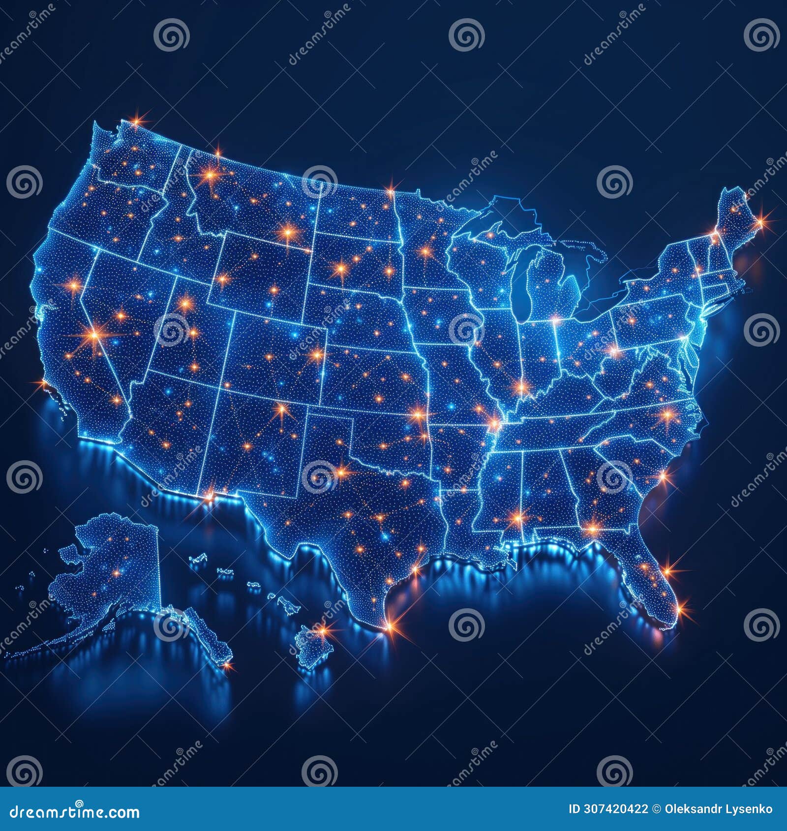 Usa Map Illumination Top View Royalty-Free Illustration | CartoonDealer ...