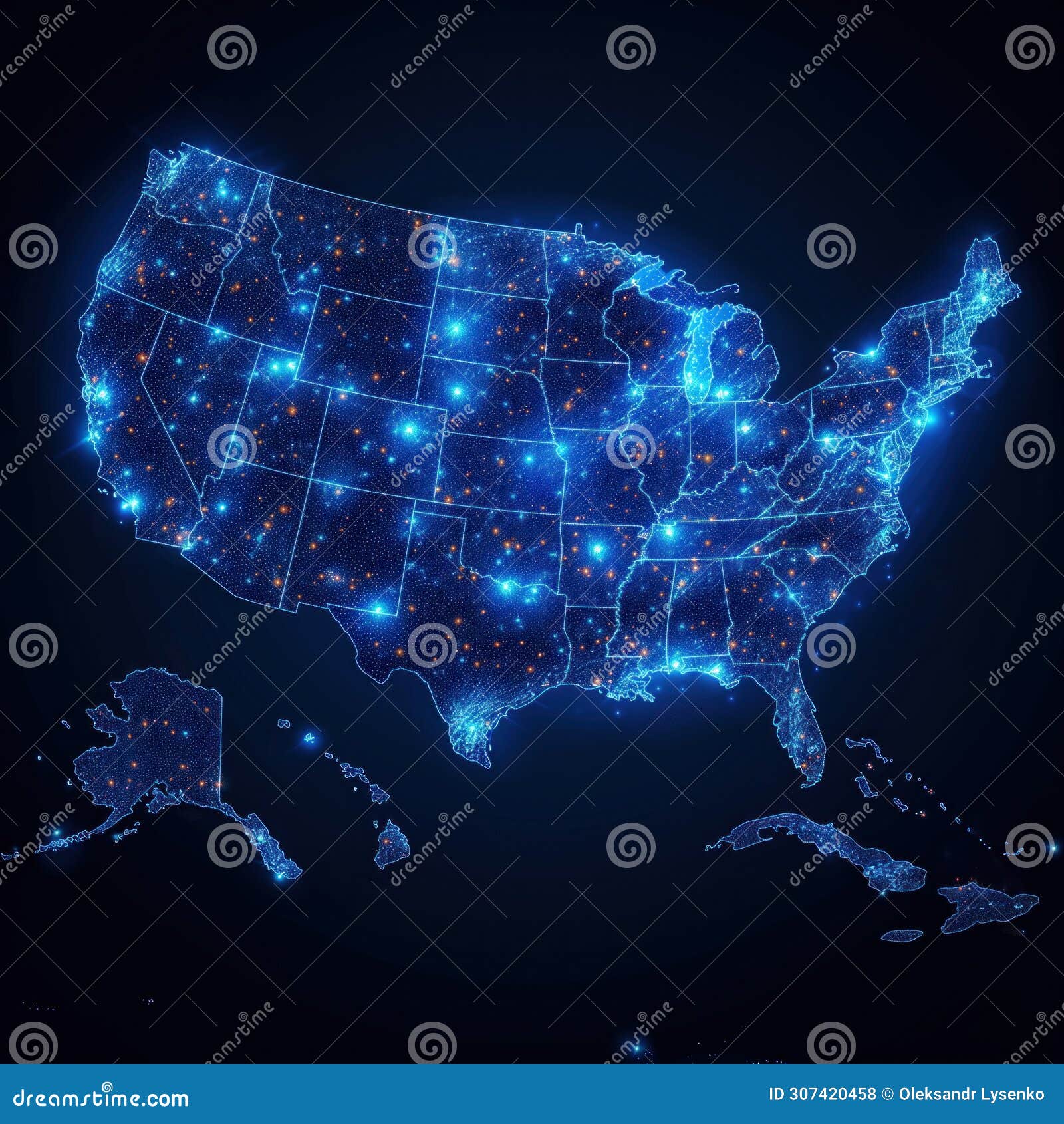 Usa Map Illumination Top View Royalty-Free Illustration | CartoonDealer ...
