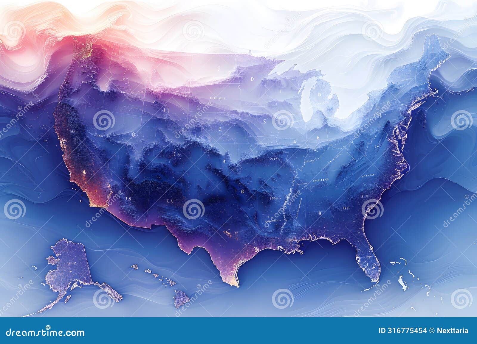 USA Map Illustration with Gradient Background and Abstract Texture ...
