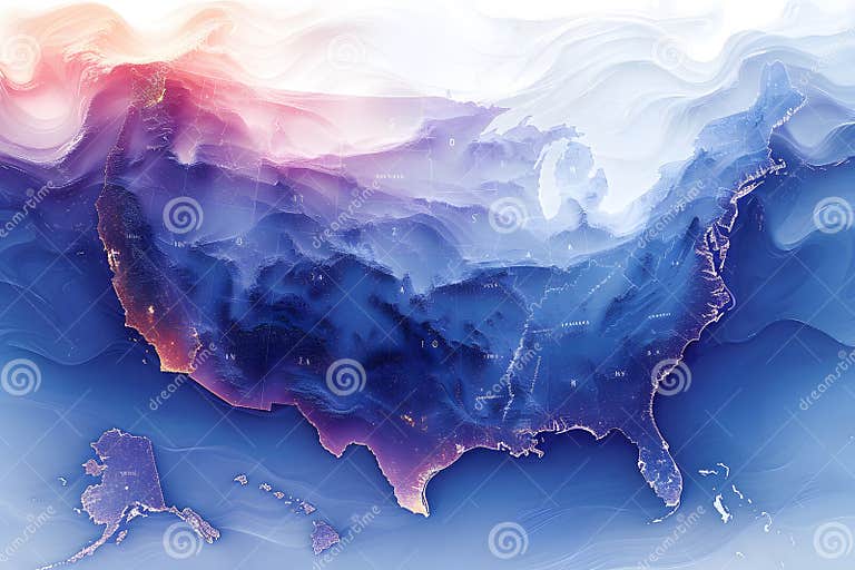 USA Map Illustration with Gradient Background and Abstract Texture ...