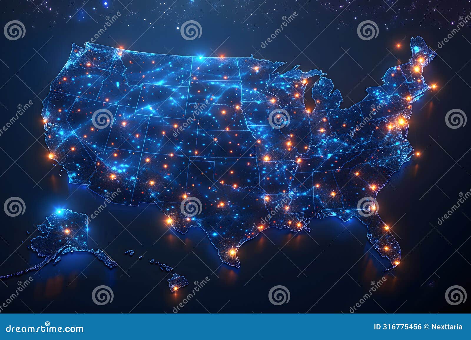 USA Map Illustration with Gradient Background - Creative Freedom Stock ...