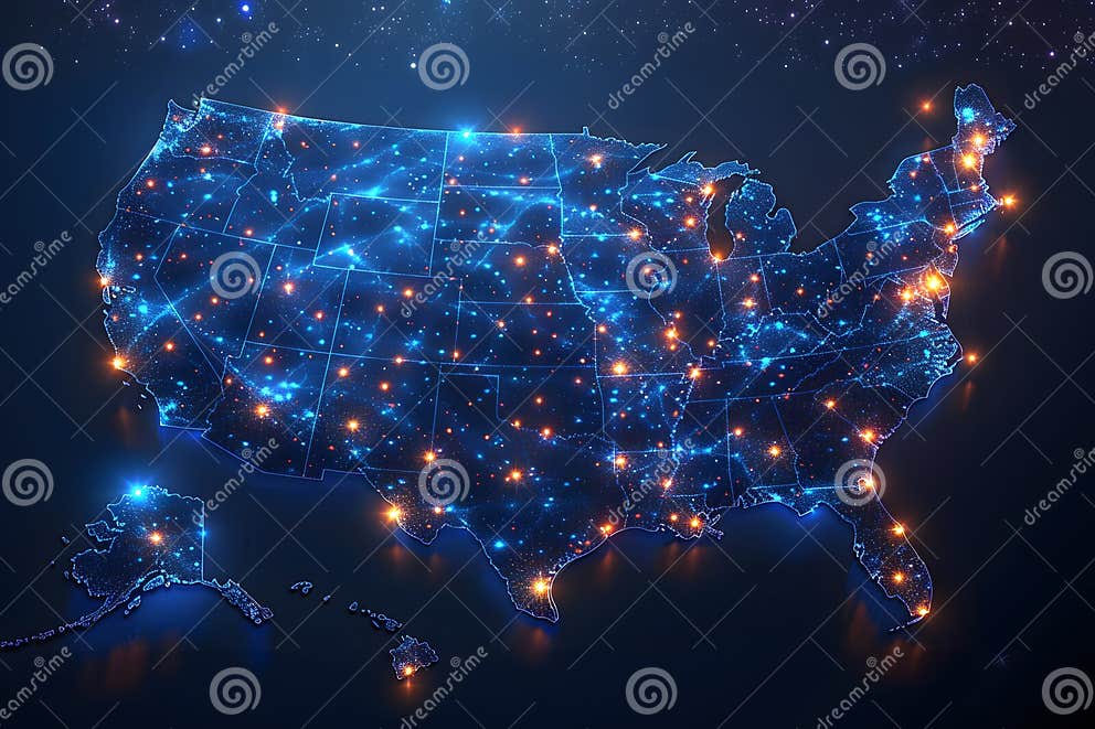 USA Map Illustration with Gradient Background - Creative Freedom Stock Illustration ...