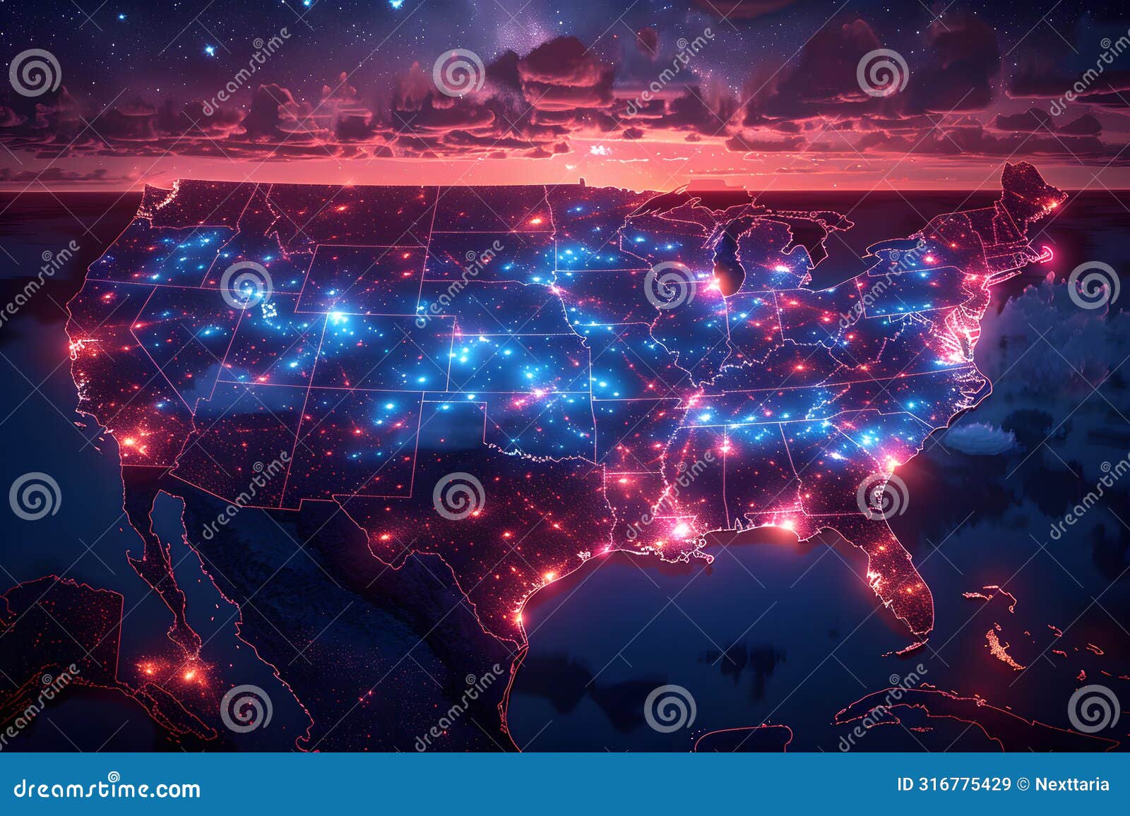 USA Map Illustration with Gradient Background Stock Illustration ...