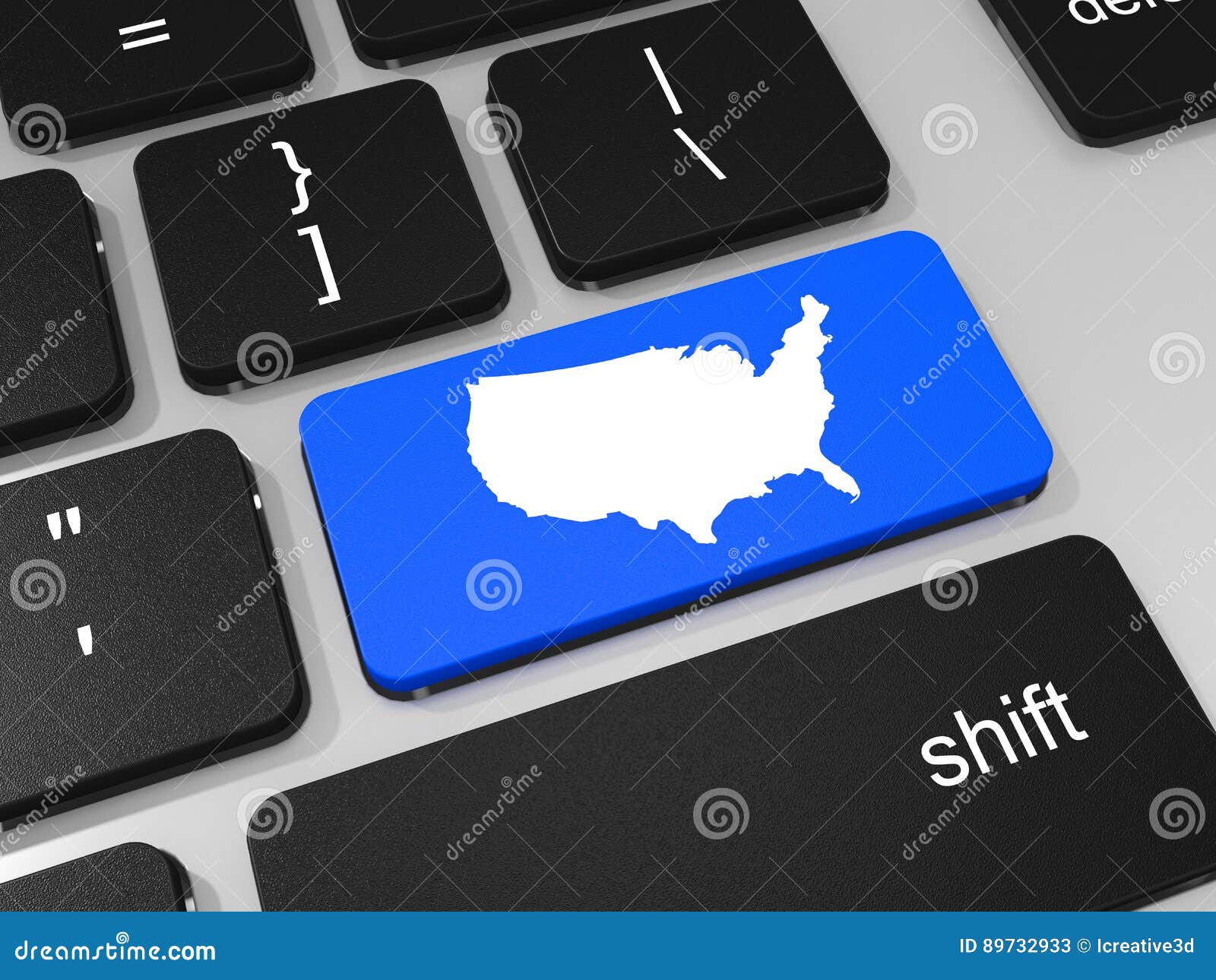 USA Map Key on Keyboard of Laptop Computer. Stock Illustration ...
