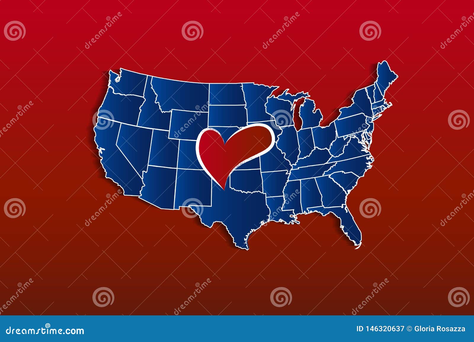 USA Map with a Love Heart Vector Icon Logo Stock Vector - Illustration ...