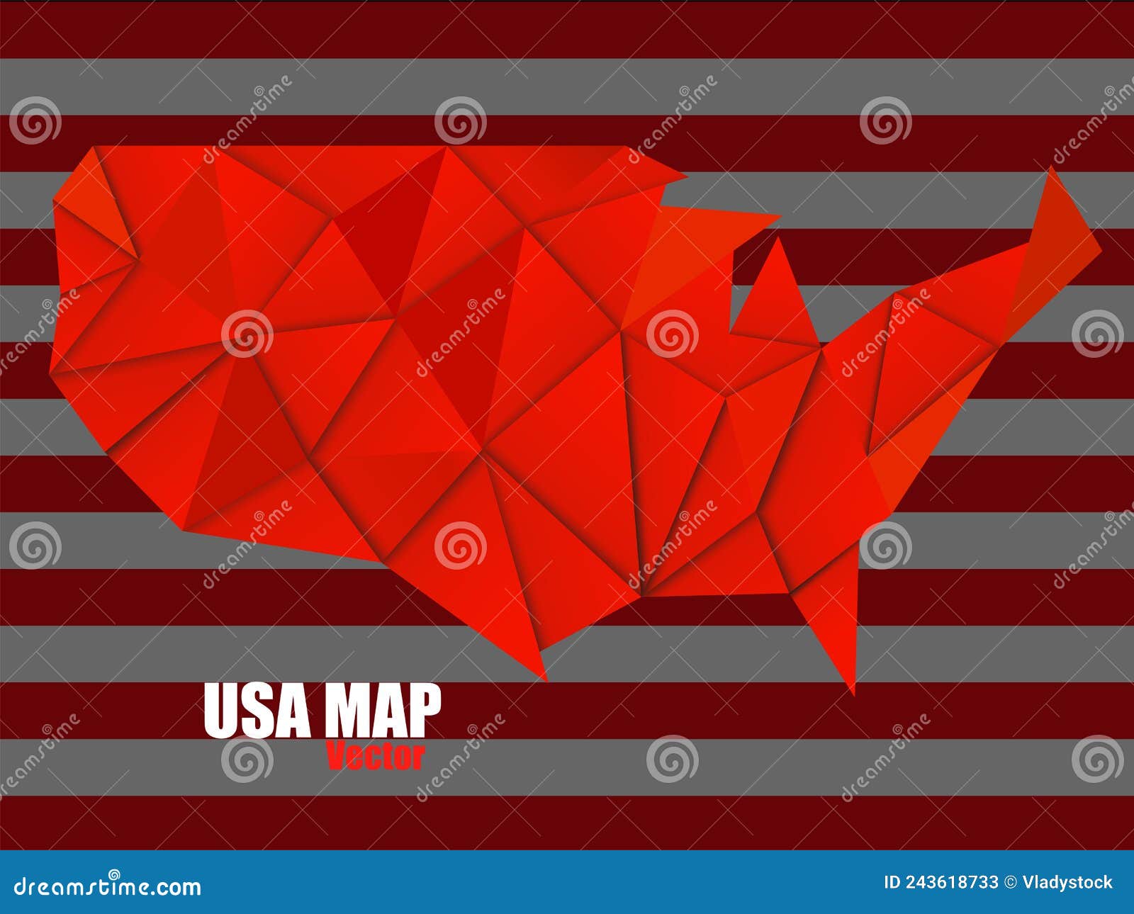 USA Map in Low Poly Style of Red Geometric Polygonals, Geometric Design ...