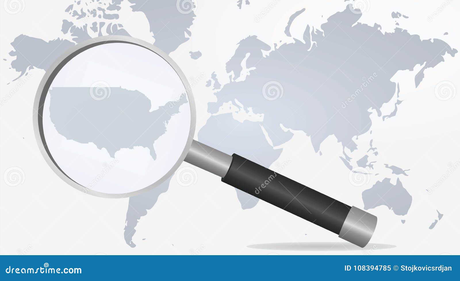 USA Map on Magnifying Glass in World Stock Vector - Illustration of ...