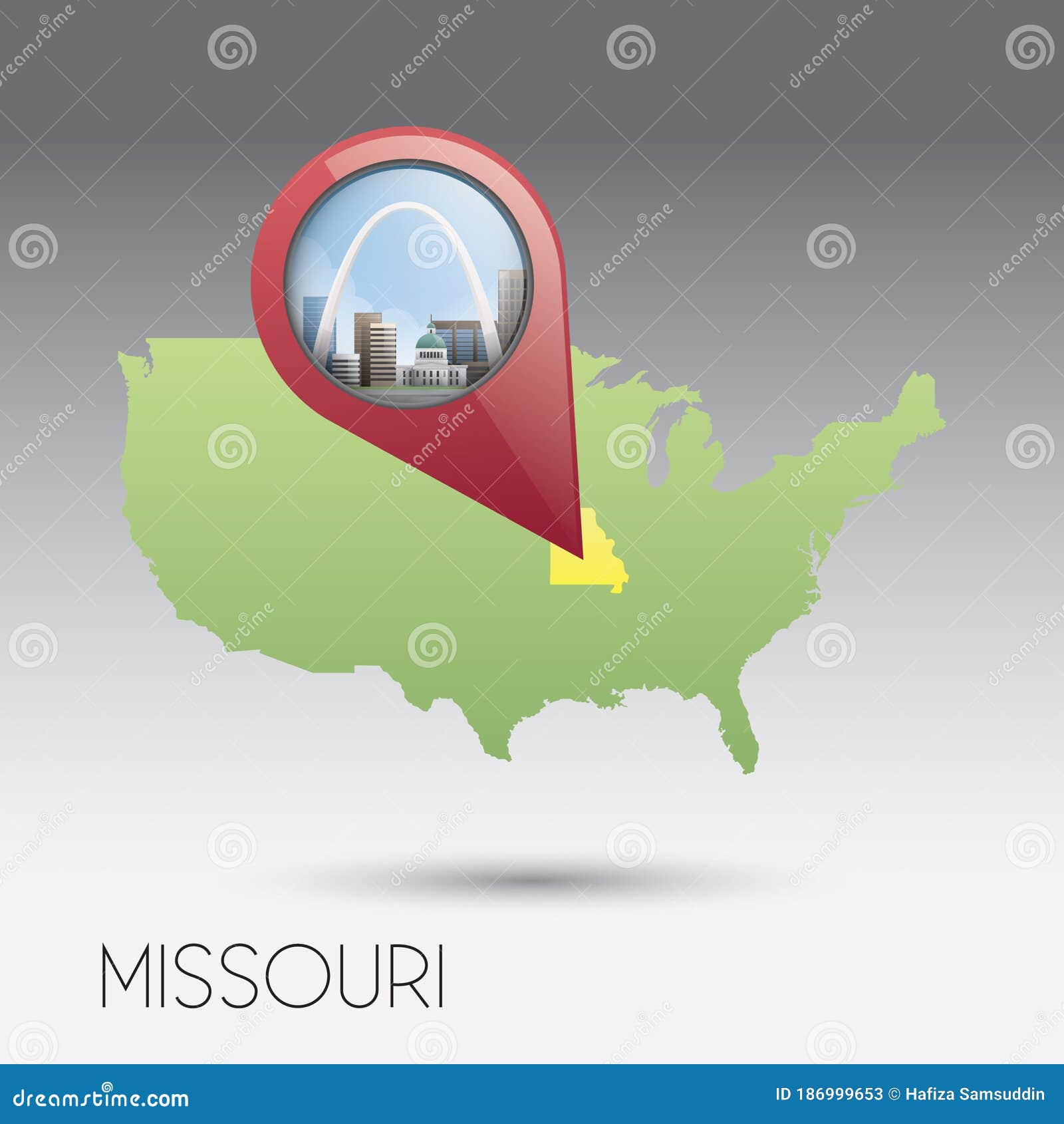 USA Map with Missouri State. Vector Illustration Decorative Design ...