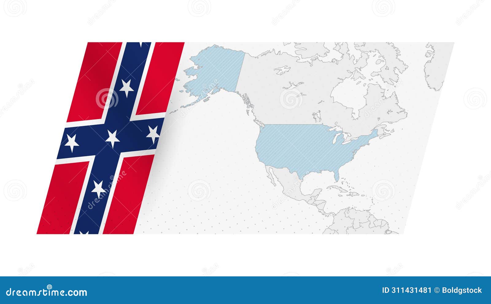 USA Map in Modern Style with Flag of Confederate on Left Side Stock ...