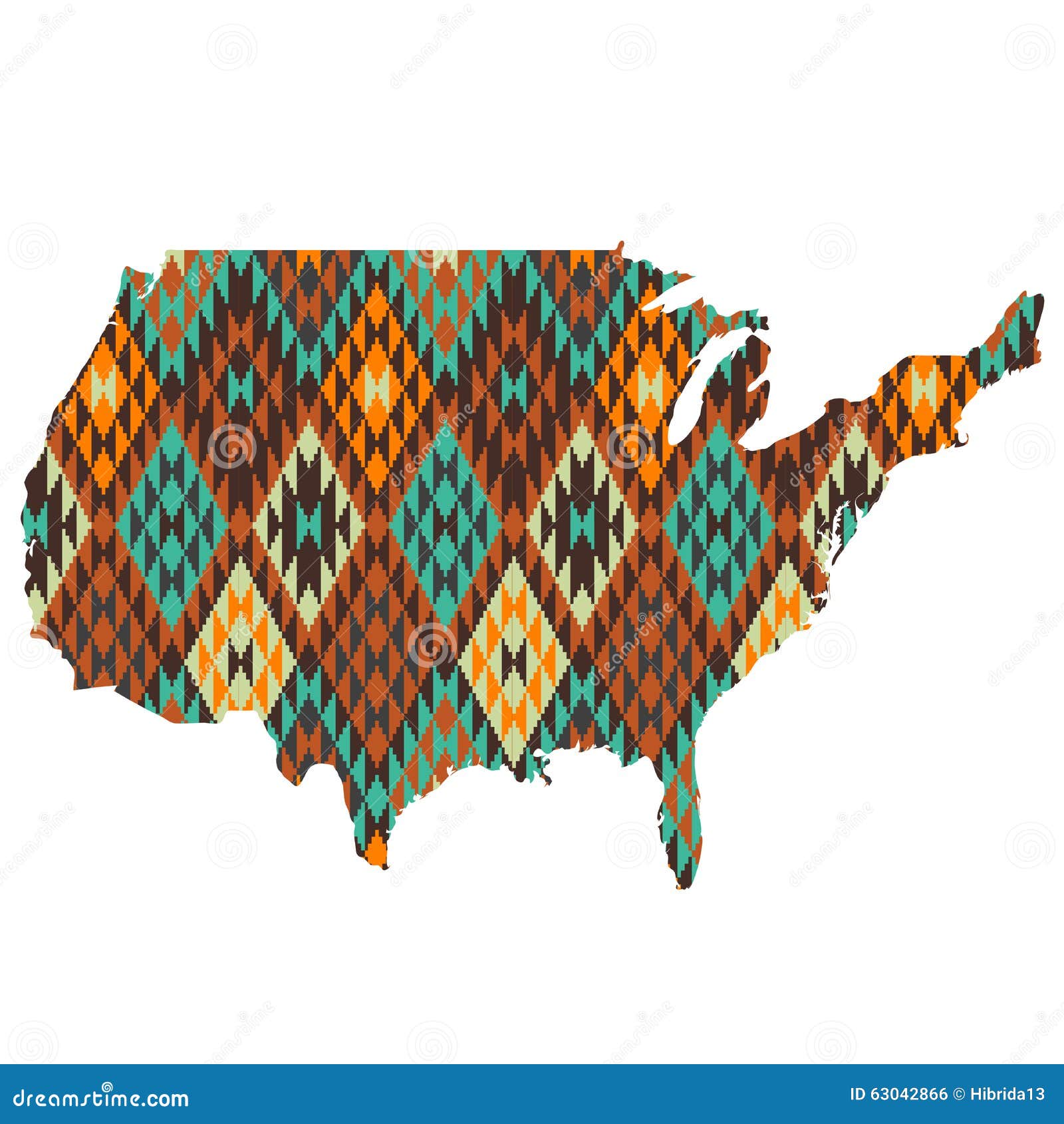 USA Map Patterned in Native American Texture Stock Vector ...