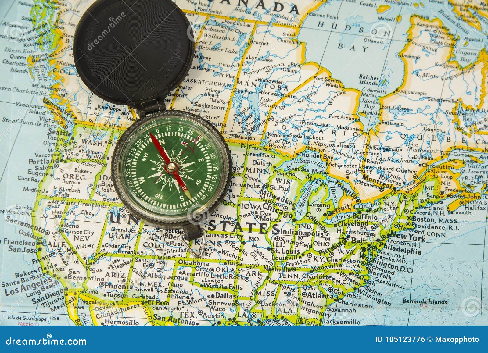 USA Map with Pencil Pointing on Various Us City. Stock Photo - Image of ...