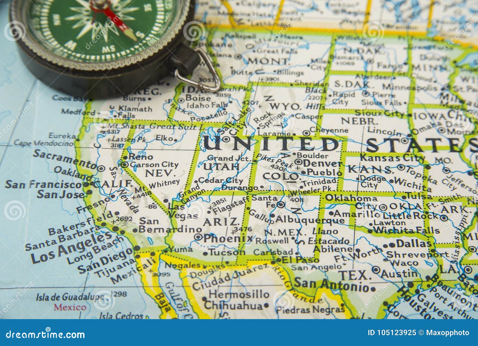 USA Map with Pencil Pointing on Various Us City. Stock Image - Image of ...