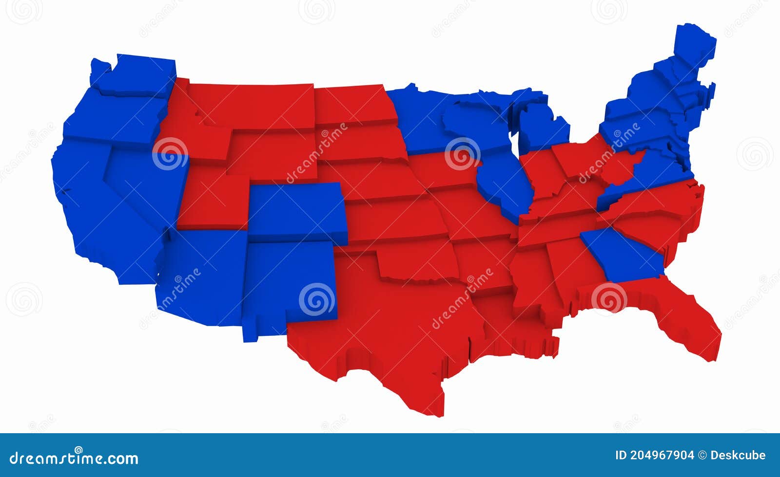 USA Map Presidential Elections 2020. 3D Render Illustration Stock ...