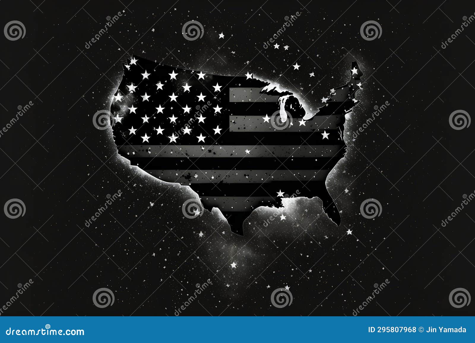 USA Map with Stars and Stripes in the Night Sky. Illustration Stock ...
