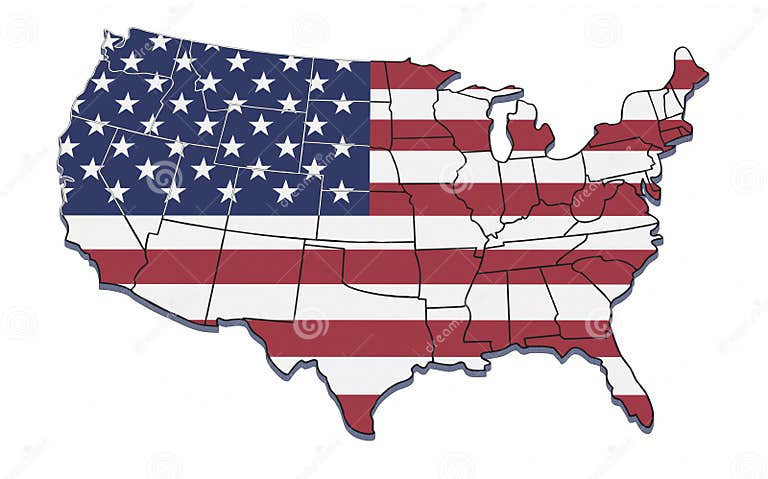 USA Map with State Borders. Stock Illustration - Illustration of shape ...