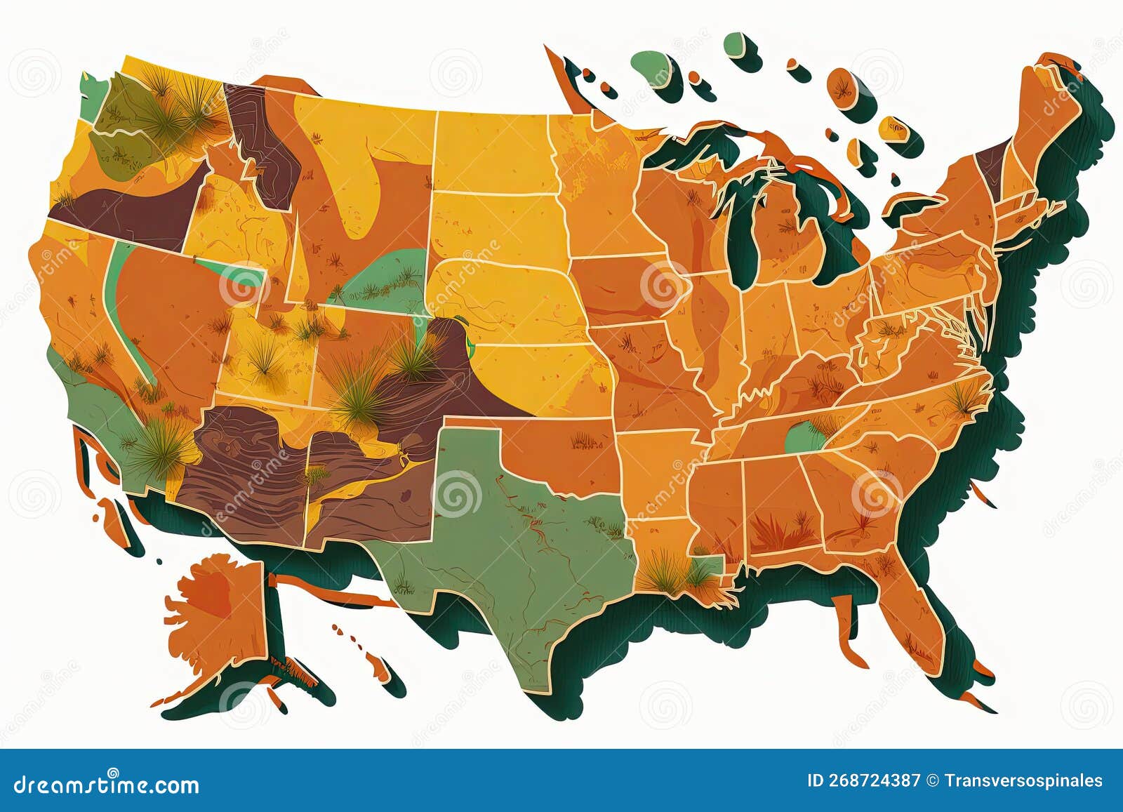 USA Map with States on White Background, Flat Lay Design Stock ...