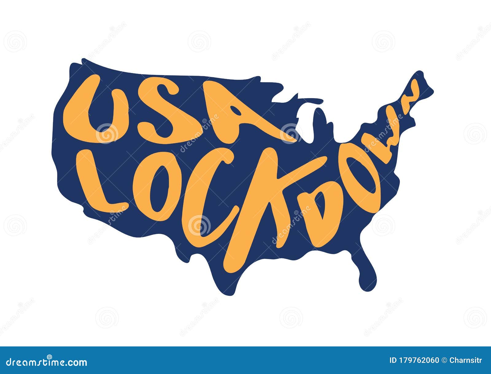 USA Map with US Lockdown Text Inside for Country Lockdown Support Stock ...