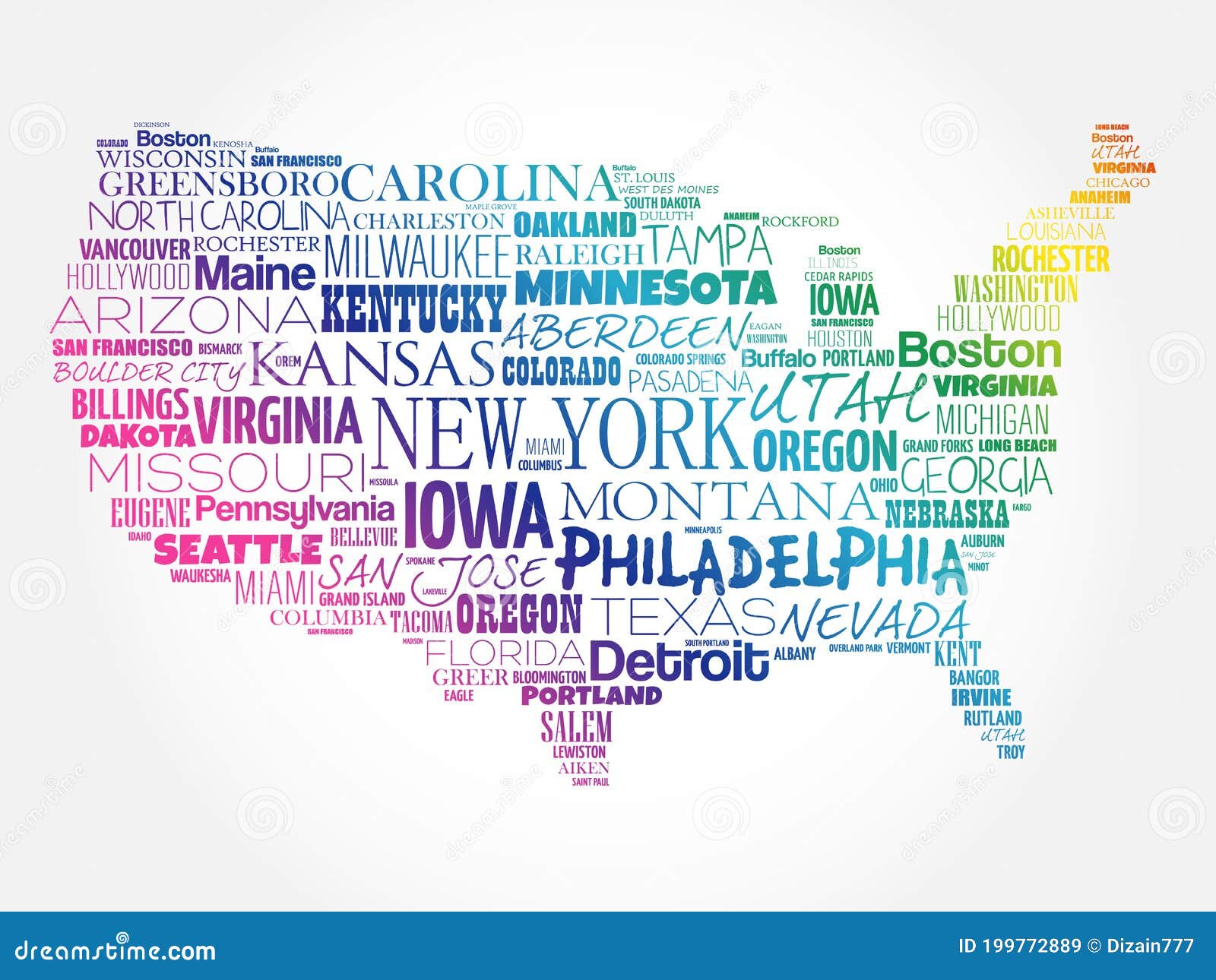 USA Map word cloud collage stock illustration. Illustration of ontario ...