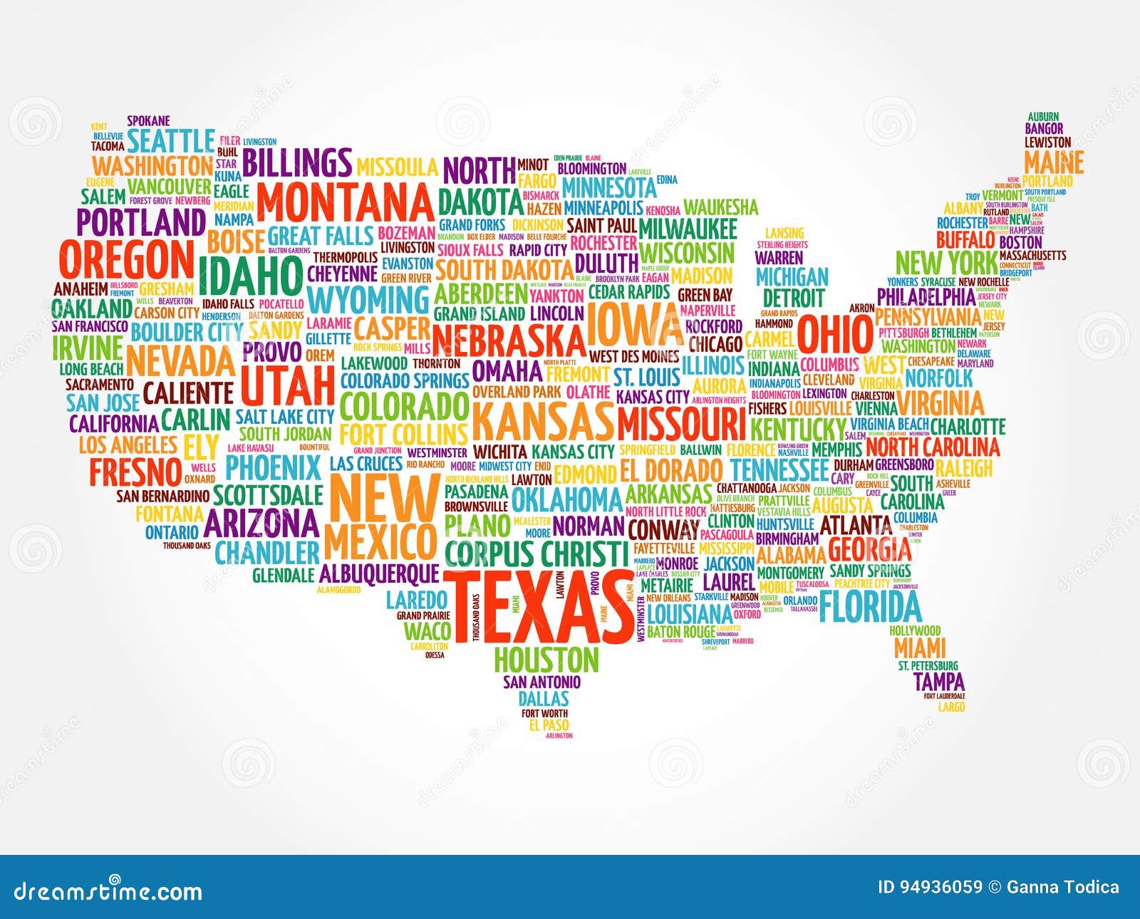 USA Map word cloud collage stock illustration. Illustration of concept ...