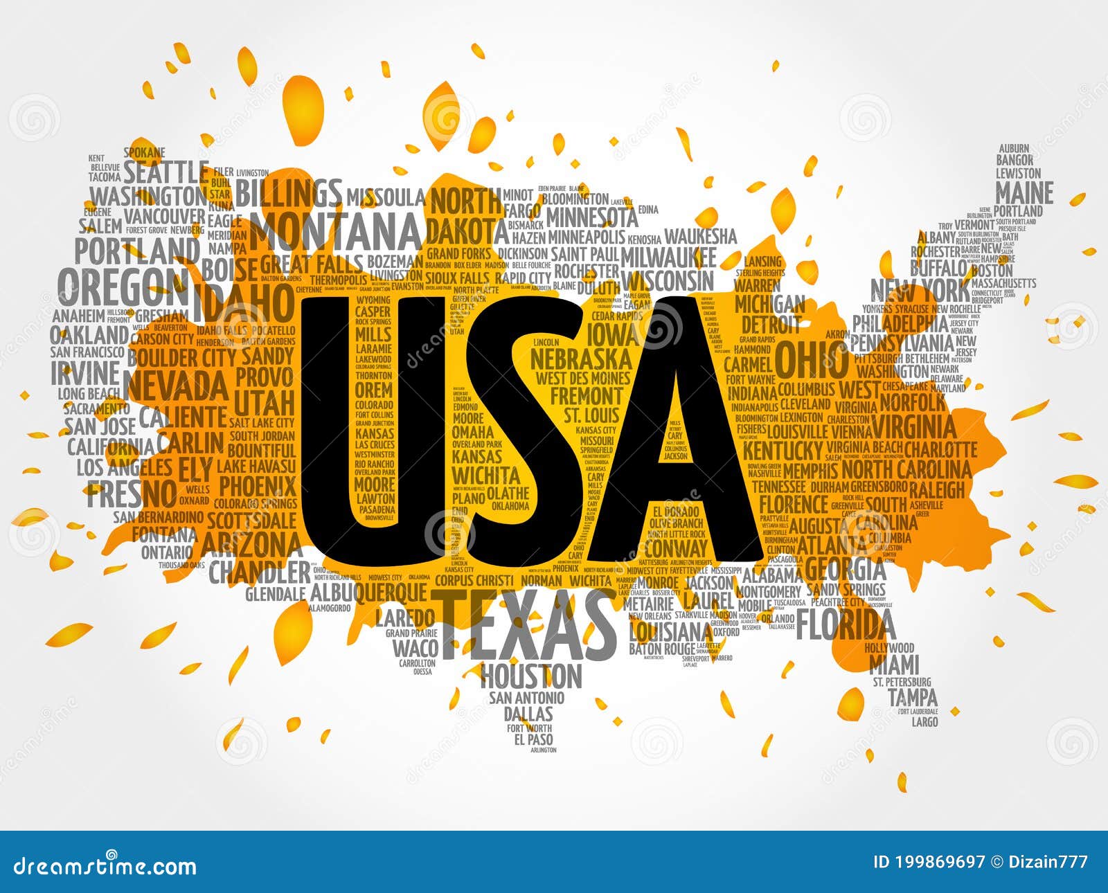 USA Map word cloud stock illustration. Illustration of finance - 199869697