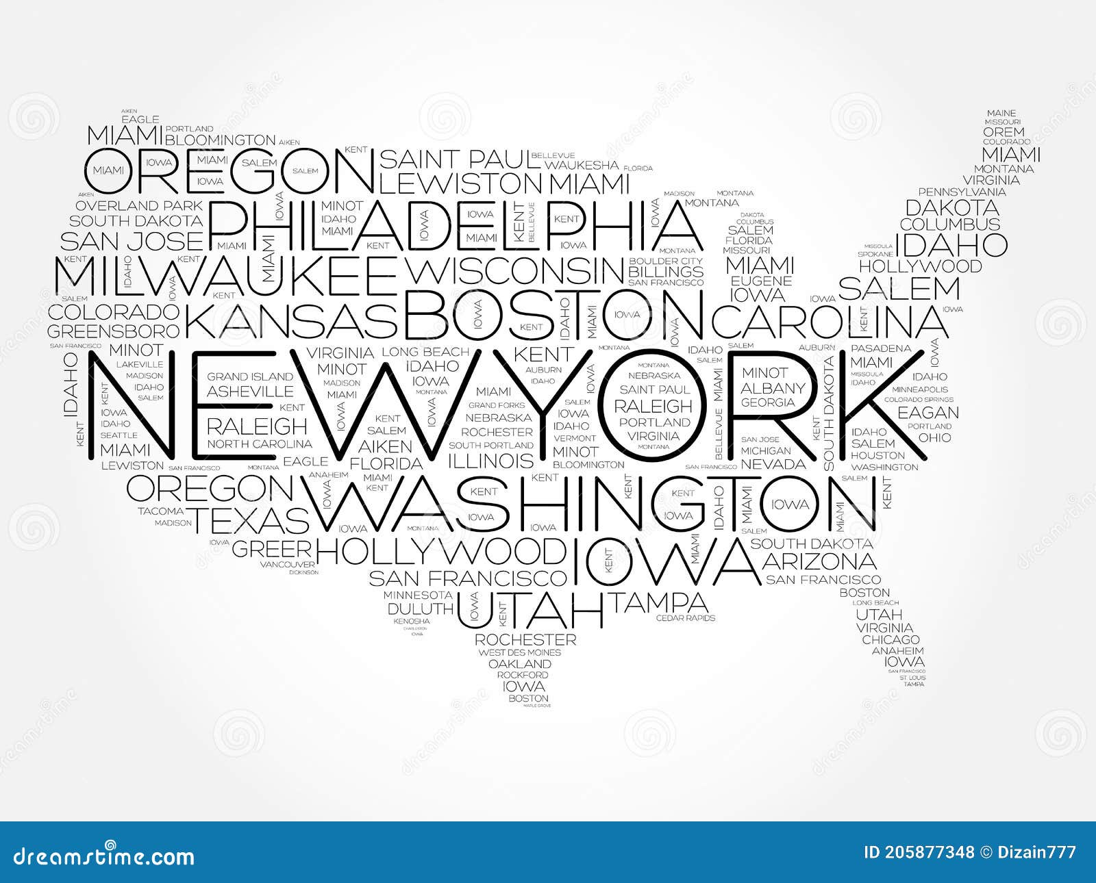 USA Map word cloud stock illustration. Illustration of cloud - 205877348