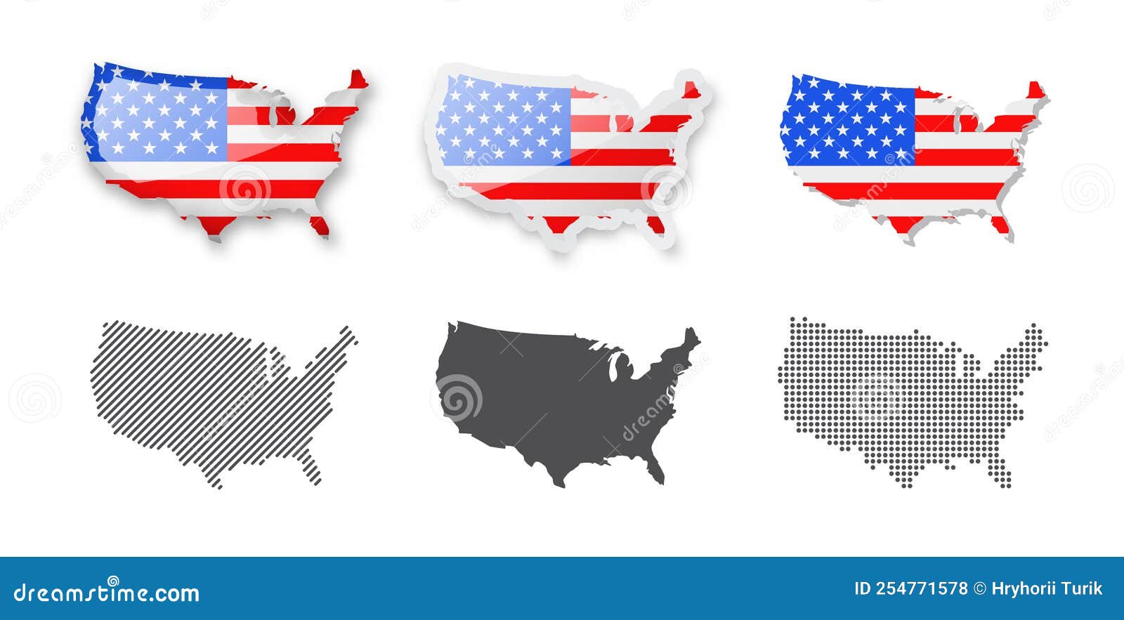 USA - Maps Collection. Six Maps of Different Designs Stock Illustration ...