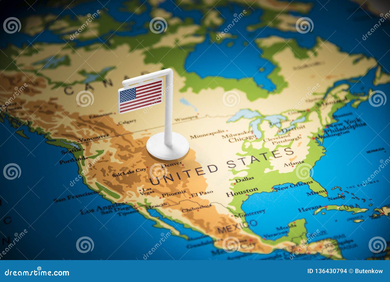 USA Marked with a Flag on the Map Editorial Stock Image - Image of card ...