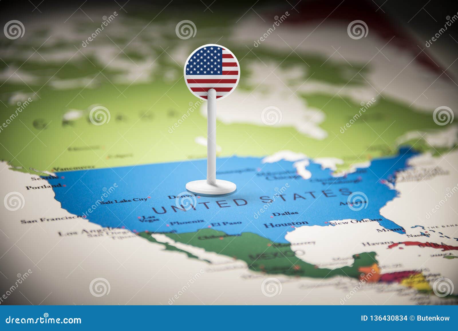 USA Marked with a Flag on the Map Editorial Stock Image - Image of ...