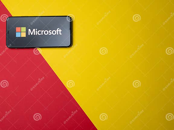 USA - May, 2020 Microsoft Iphone Application Screen on Colored Paper ...