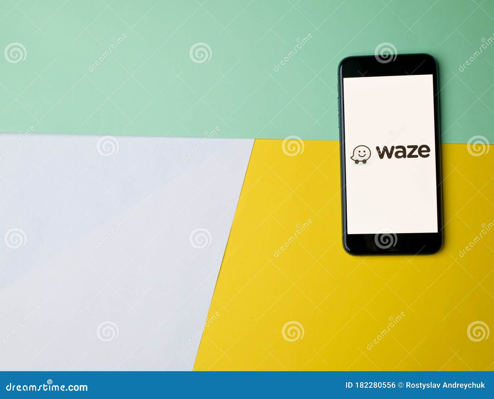 USA - May, 2020 Waze Iphone Application Screen on Colored Background ...